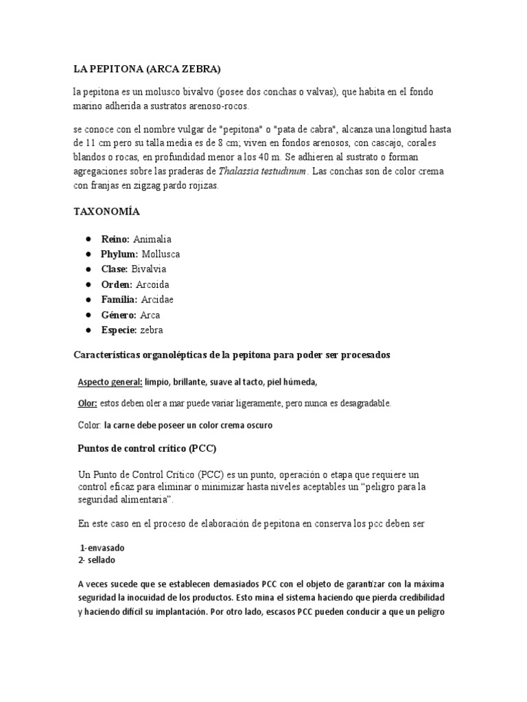 Características y Proceso de la Pepitona | PDF | Bivalvia