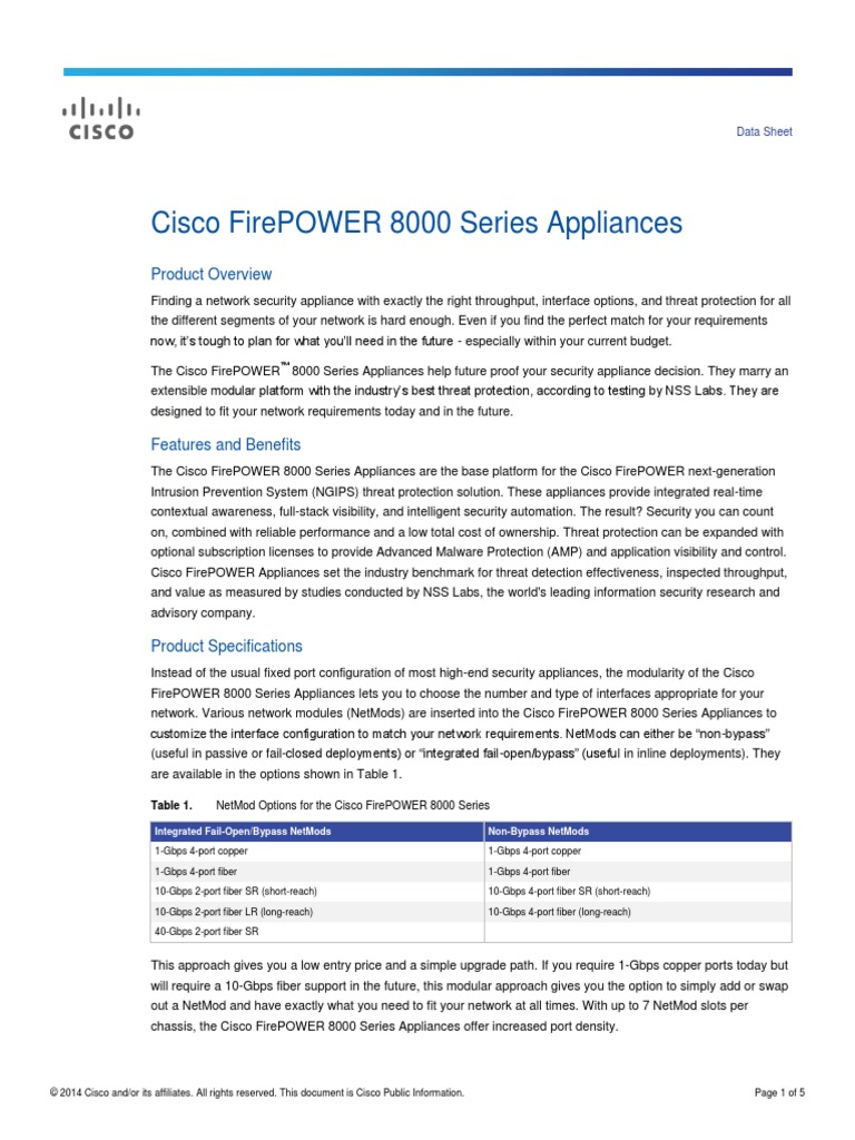 Datasheet-Cisco FirePOWER 8000 Series Appliances | PDF | Solid State ...