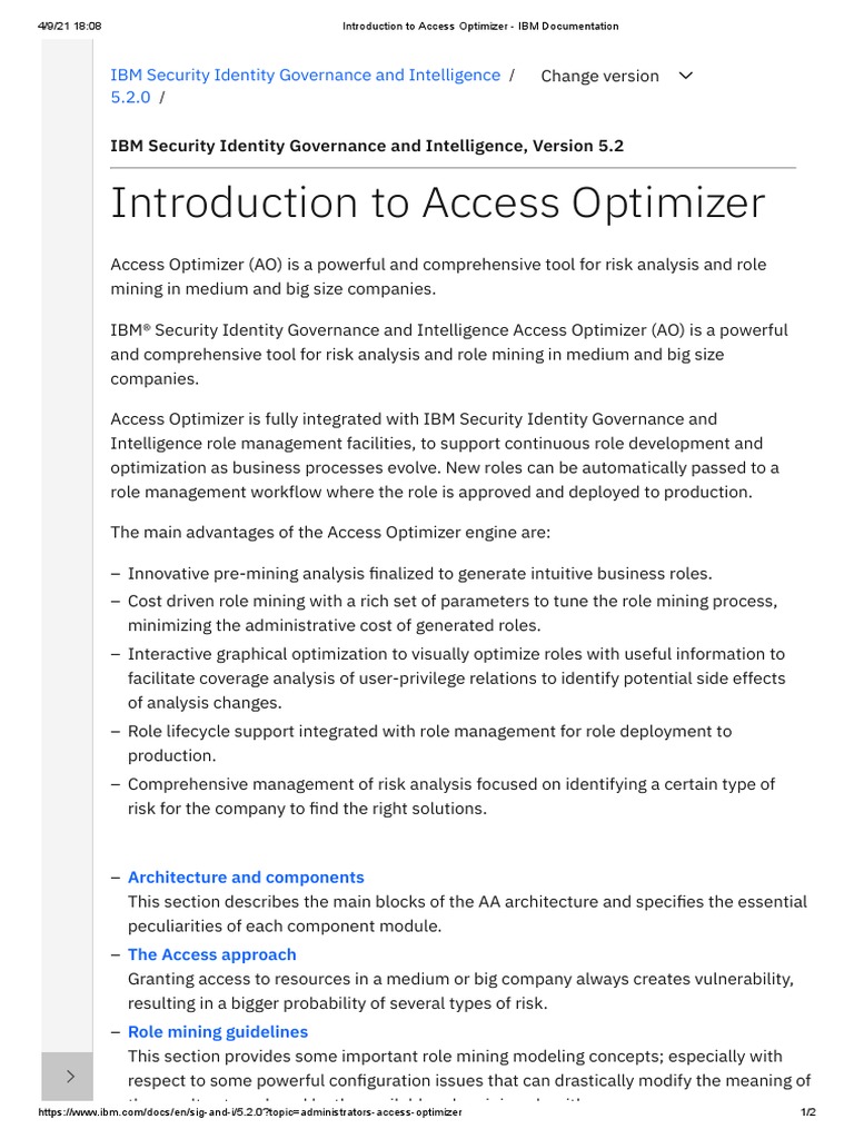 Introduction To Access Optimizer - IBM Documentation | PDF | Analytics ...