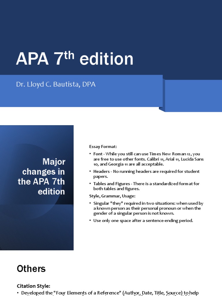 Apa 7 Edition: Dr. Lloyd C. Bautista, DPA | PDF | Digital Object ...