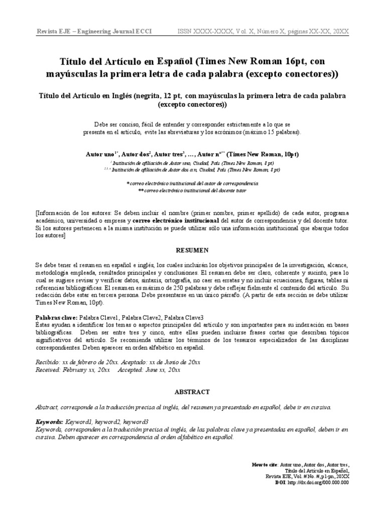Formato Artículo - Revista EJE V2021 | PDF | Sumario abstracto ...