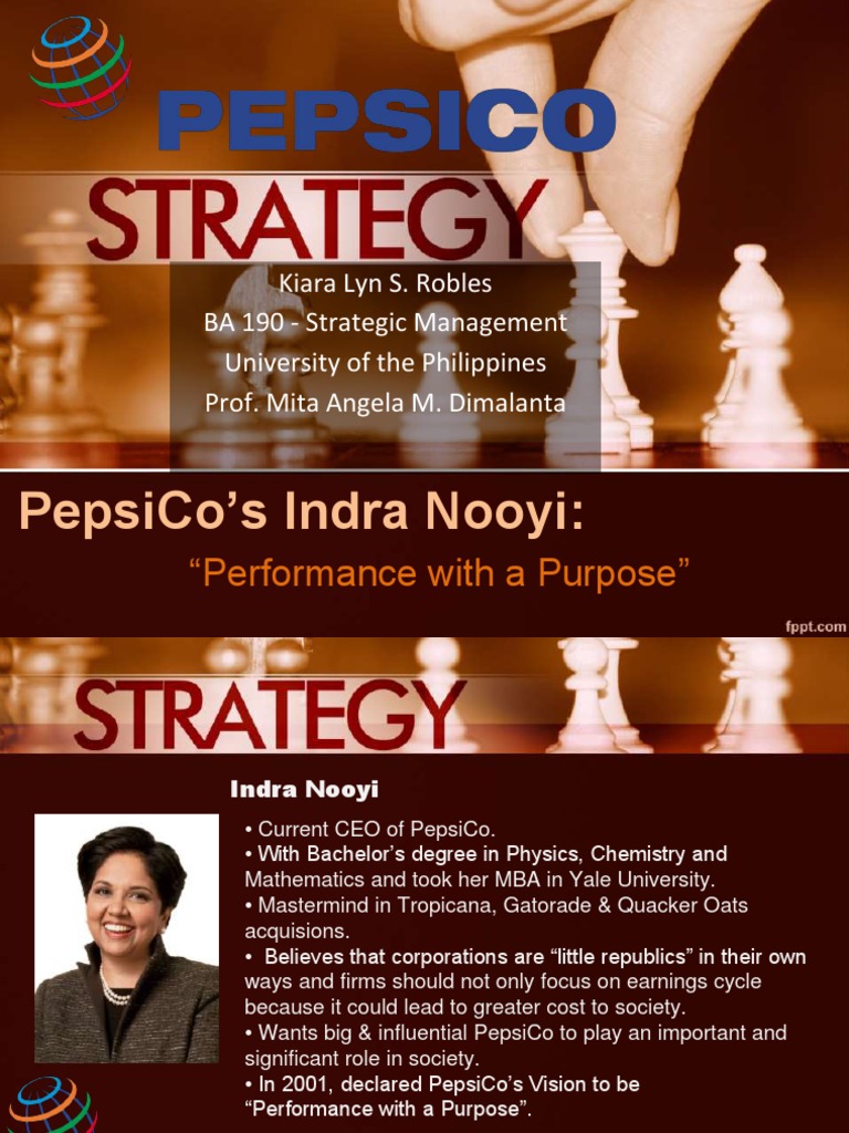 Pepsico'S Indra Nooyi:: "Performance With A Purpose" | PDF | Pepsi Co ...