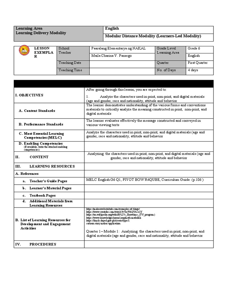 Lesson Exemplar - English 6 Q1 Lesson 1 | PDF | Learning | Newspapers