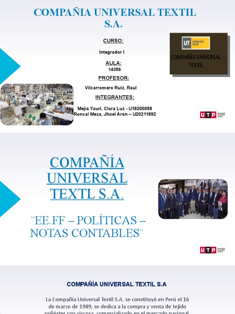 Compañia Universal Textil S.A | PDF | Valor neto | Depreciación