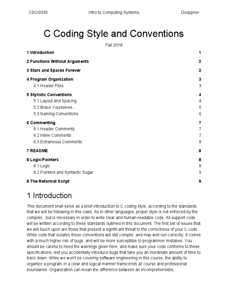 C Coding Style and Conventions: 1 2 Functions Without Arguments 2 3 ...