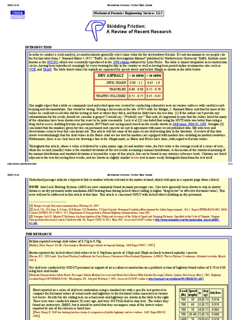 Mechanical Forensics - Friction Table Update | PDF | Friction | Horsepower