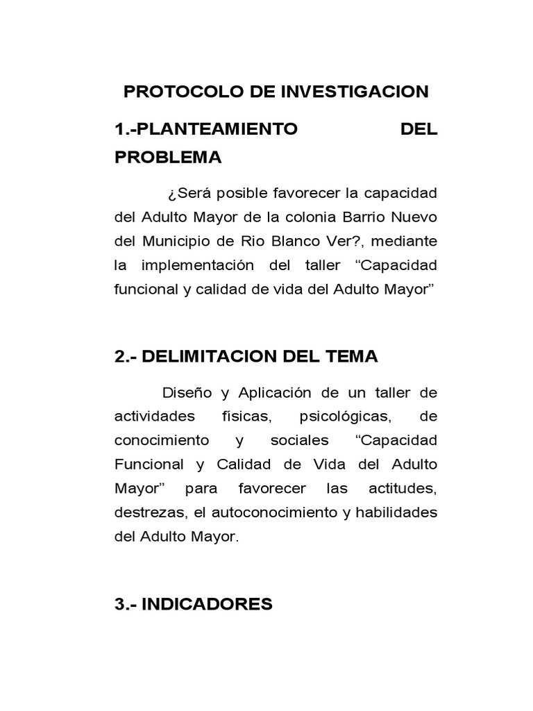 Protocolo de Investigacion | PDF | Adultos | Vejez