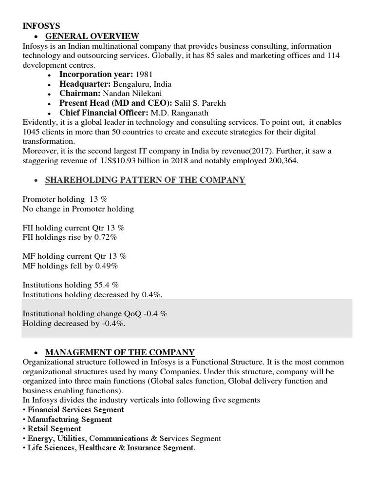 Infosys Competitors: Capgemini, TCS, Cognizant & Accenture | PDF ...