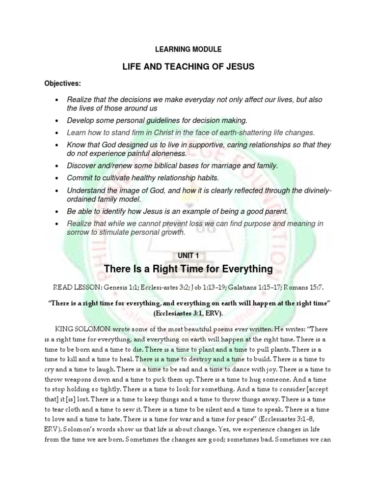 Life and Teaching of Jesus Module Unit 1 | PDF | Paul The Apostle | Jesus