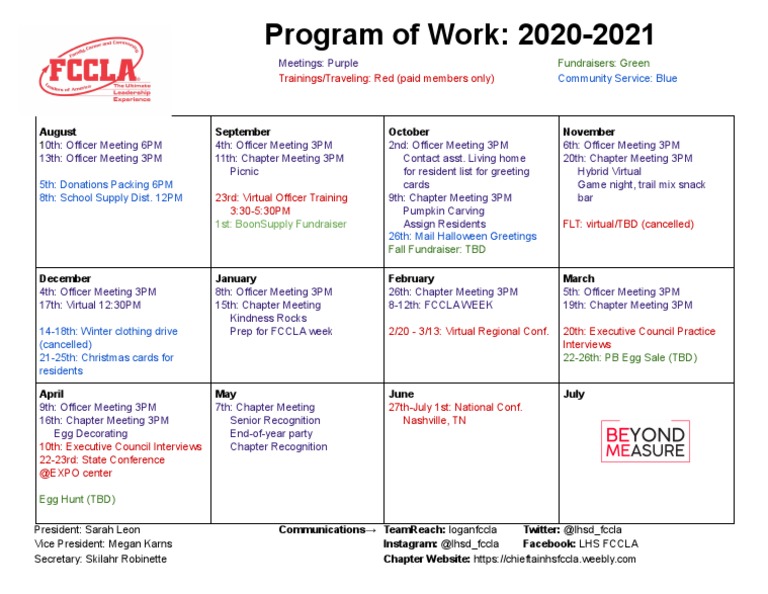 Program of Work 2020-2021 | PDF