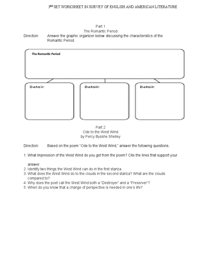 English-American Literature Worksheet 3rd Set | PDF | Poetry | A Tale ...