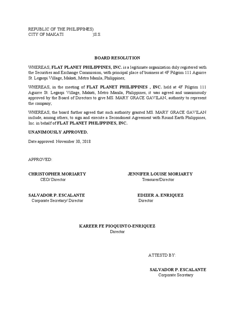 Board Resolution of Annual Meeting | PDF