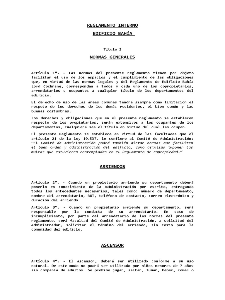Reglamento Edificio | PDF | Condominio | Multa (pena)