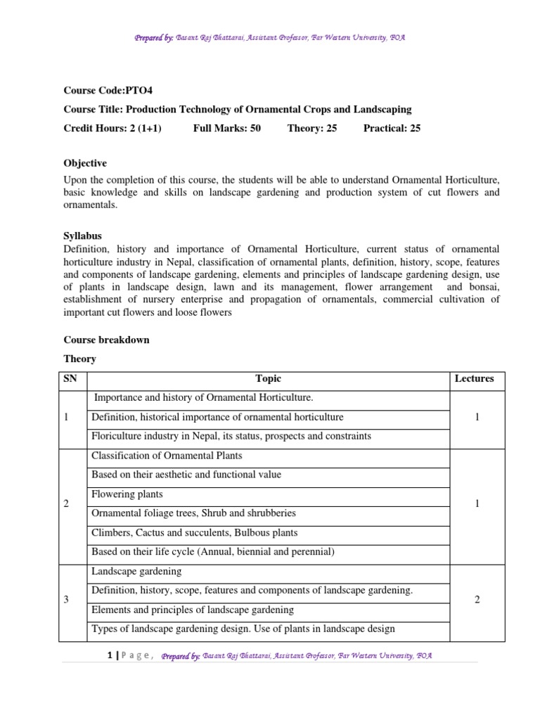 Ornamental Horticulture Note | PDF | Gardens | Infrastructure