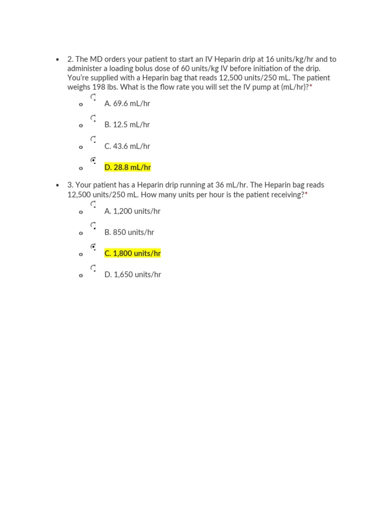 Heparin Calculation | PDF