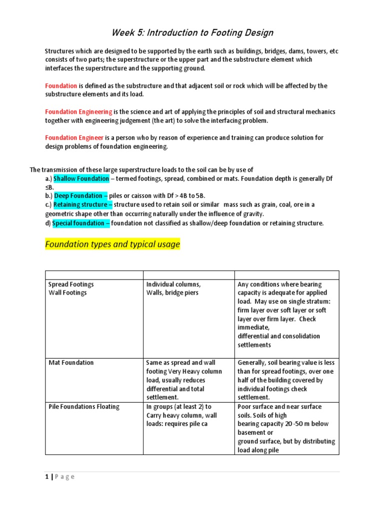 Part II of Week 5 (Introduction To Footing Design) | Download Free PDF ...