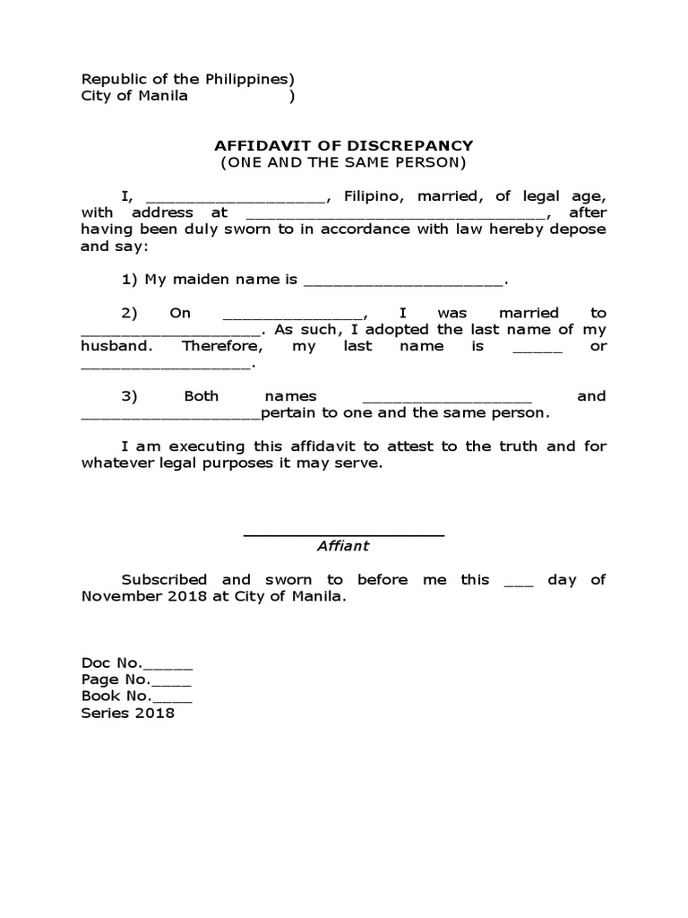 Affidavit of Discrepancy | PDF | Social Science | Law