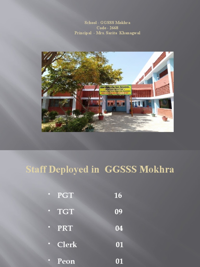 School - GGSSS Mokhra Code - 2668 Principal - Mrs. Sarita Khanagwal | PDF