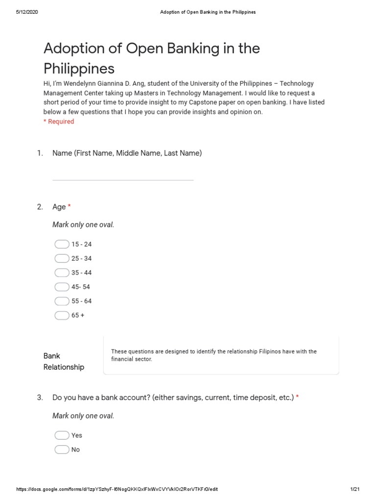 Open Banking Survey for Filipinos | PDF | Banks | Financial Technology