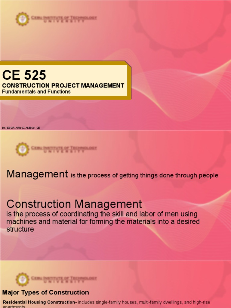 CONSTRUCTION PROJECT MANAGEMENT - Fundamentals and Functions | PDF ...