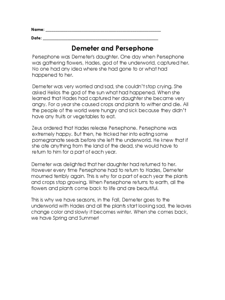 Demeter - Persephone.myth Begginers | PDF