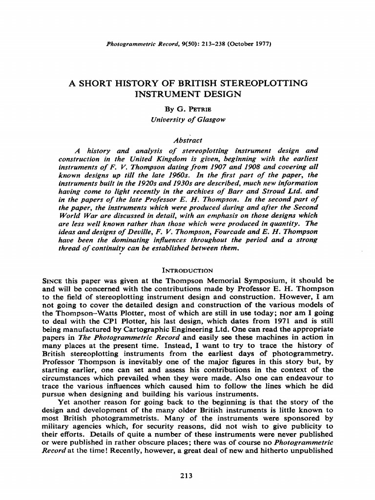 Petrie British Stereo-Plotting Instrument Design Fulltext | PDF ...