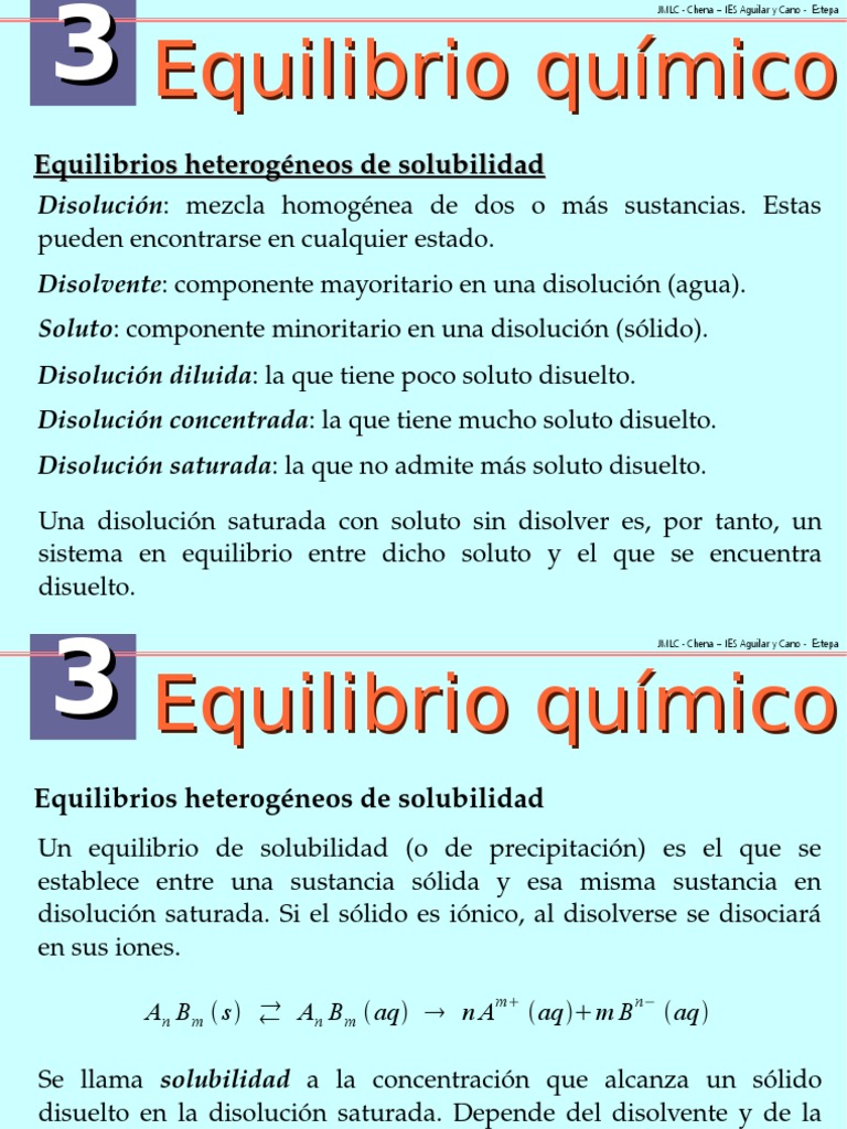 Equilibrio Solubilidad | PDF | Solubilidad | Equilibrio químico