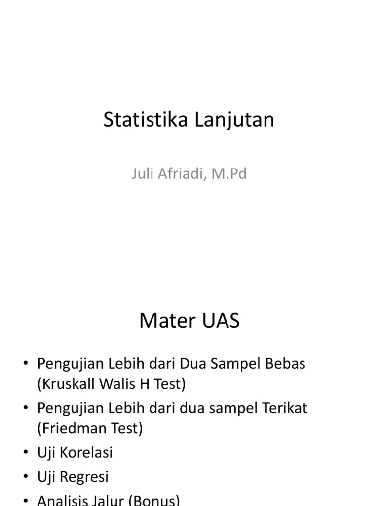 Statistika Lanjutan Untuk Persiapan UAS | PDF