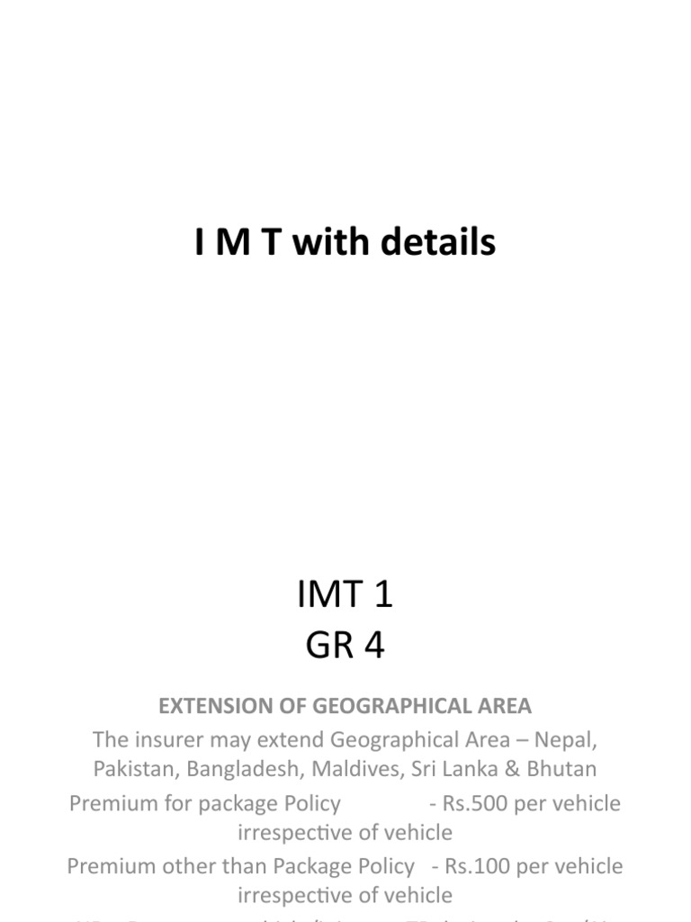 IMT with details | PDF | Insurance | Indemnity