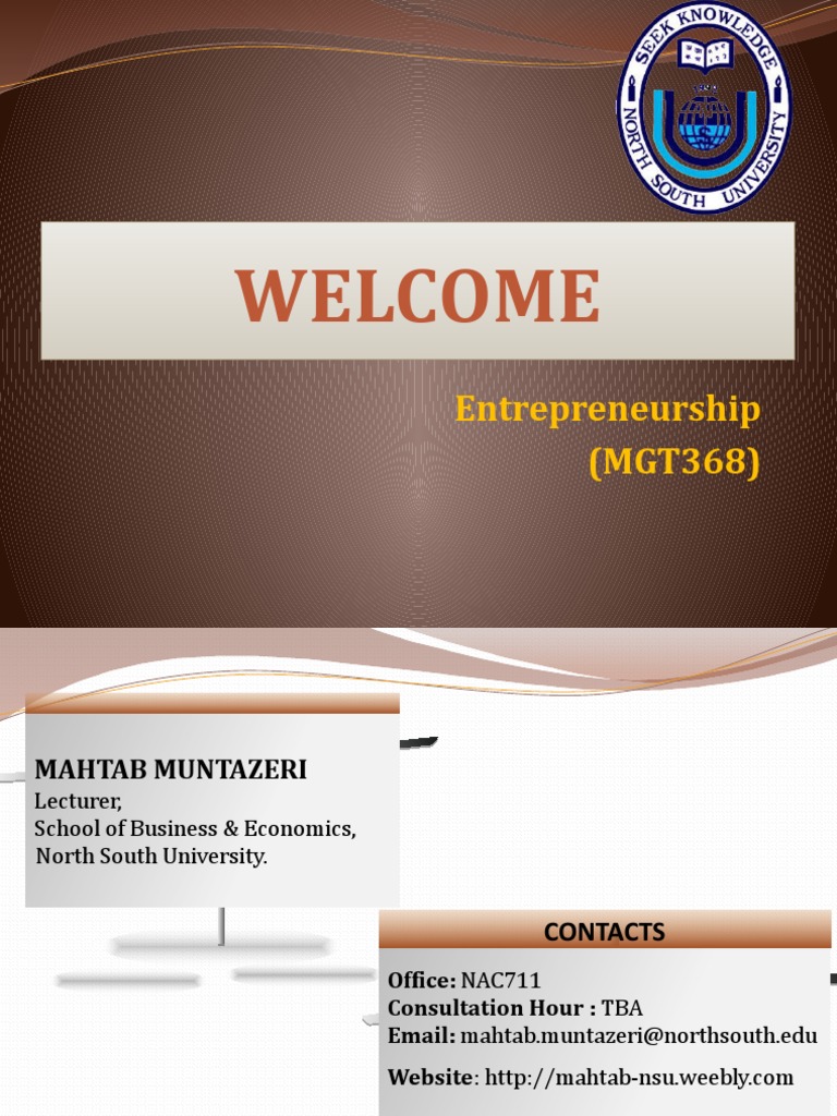 Mgt368 Introduction Lecture01 | PDF | Entrepreneurship | Cognition