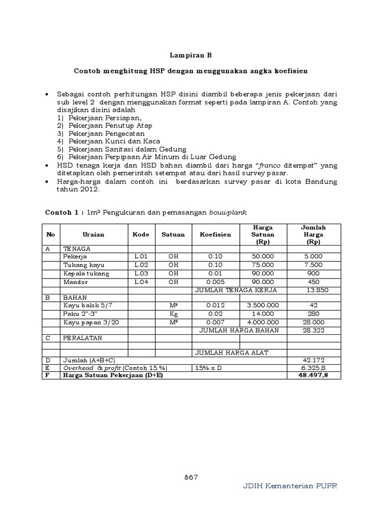 Analisa Harga Pengukuran Dan Pemasangan Bouwplank | PDF