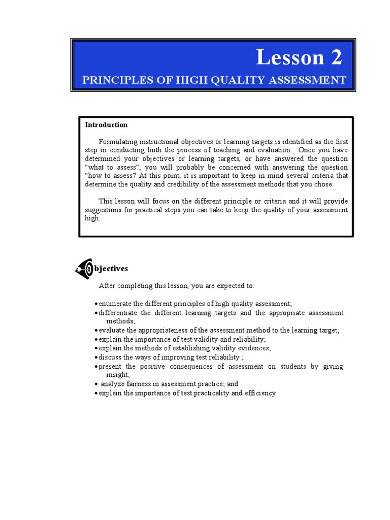 Principles of High Quality Assessment | PDF | Educational Assessment ...