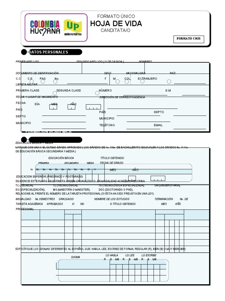 Formato CMJ 1 Hoja de Vida | PDF | Doctorado