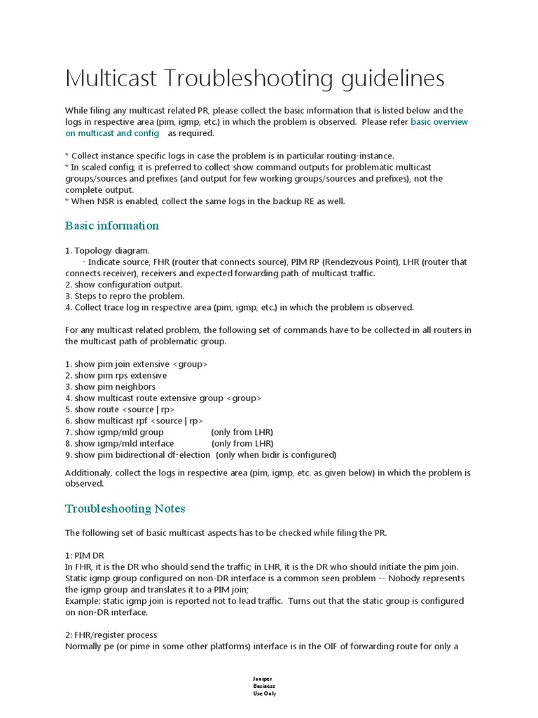 Multicast Troubleshooting Guidelines | PDF | Network Protocols | Wide Area Network