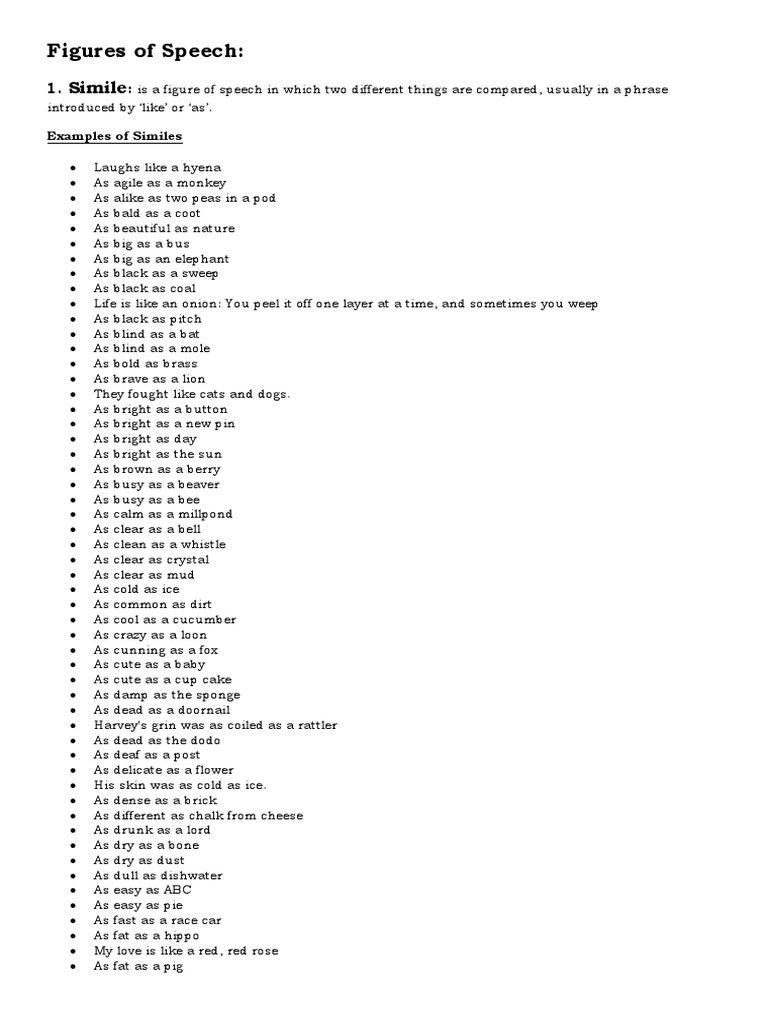 A Comprehensive Guide to Figures of Speech: Explaining Simile ...