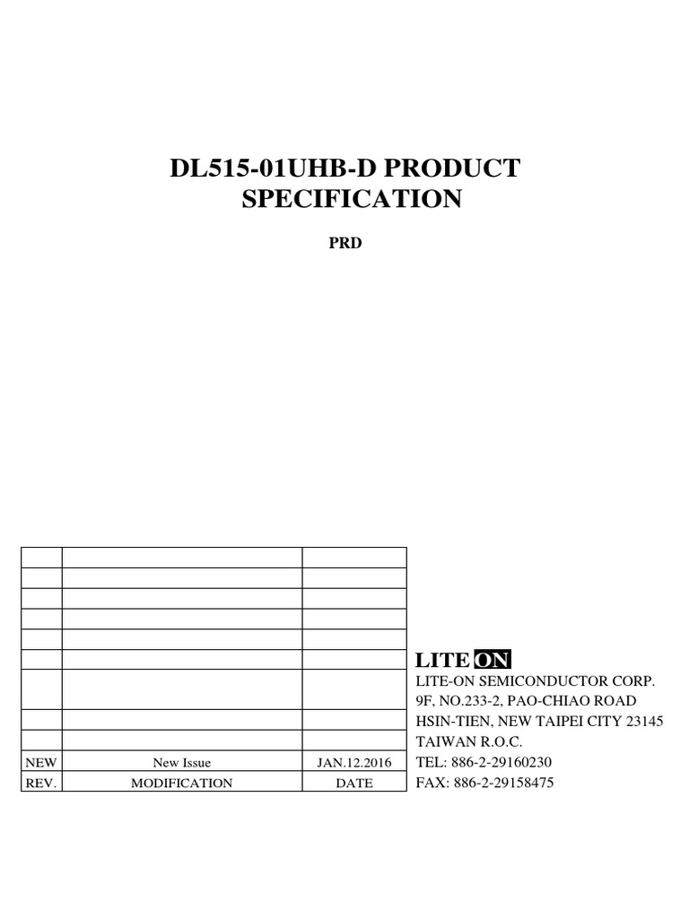 DL515-01UHB-D CIS Specifications | PDF | Power Supply | Pixel