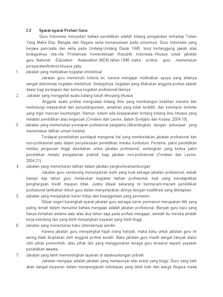 Syarat Syarat Profesi Pendidikan (Guru) | PDF | Karier & Perkembangan