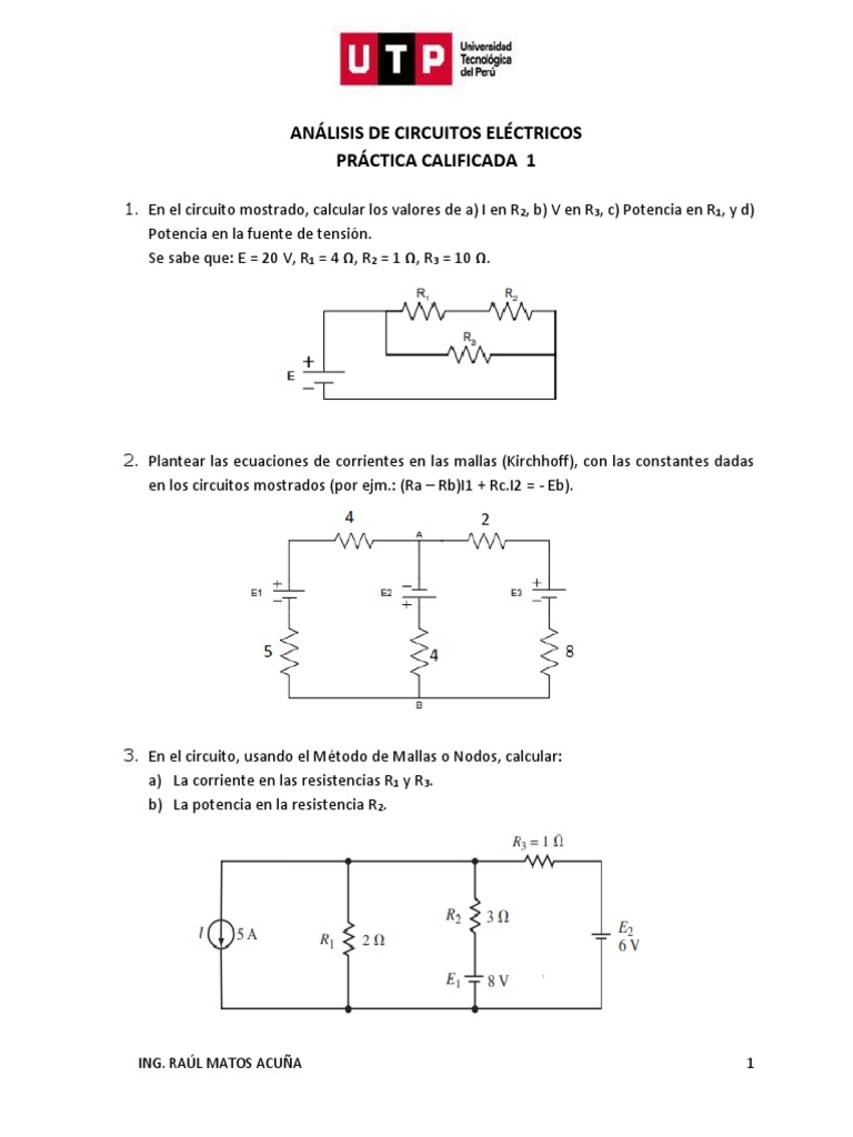 PC1 Análisis de Circuitos Eléctricos 21-1 U | PDF | Métodos y materiales de enseñanza | Ciencia ...