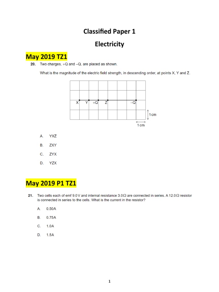 Classified Paper 1 Electricity | PDF