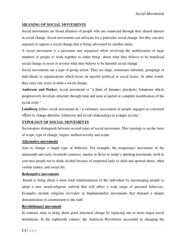 Understanding Social Movements Types | PDF