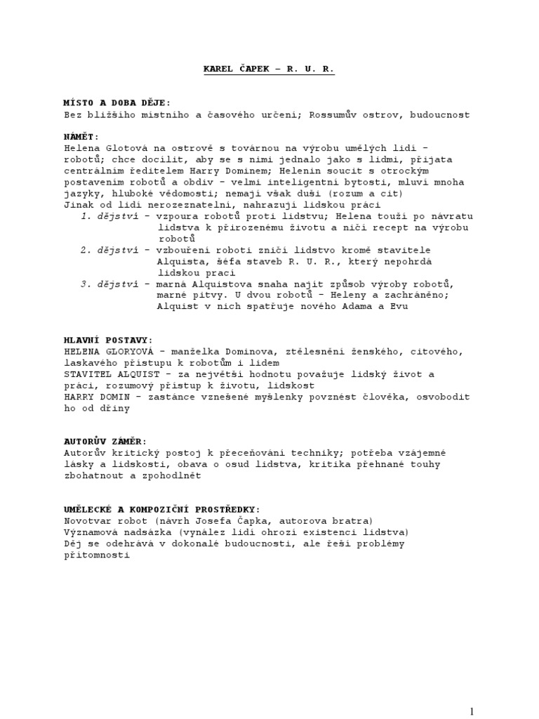 Karel Čapek - RUR | PDF