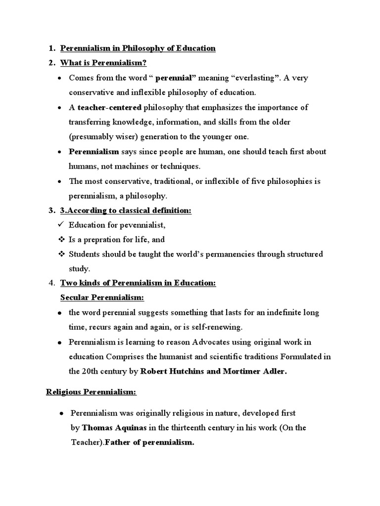 What Is Perennialism | PDF | Philosophy Of Education | Behavior Modification