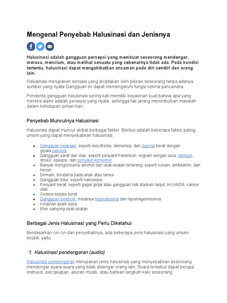Mengenal Penyebab Halusinasi Dan Jenisnya | PDF