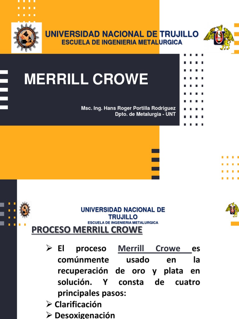 Proceso Merrill Crowe: Recuperación de Oro | PDF | Zinc | Precipitación ...