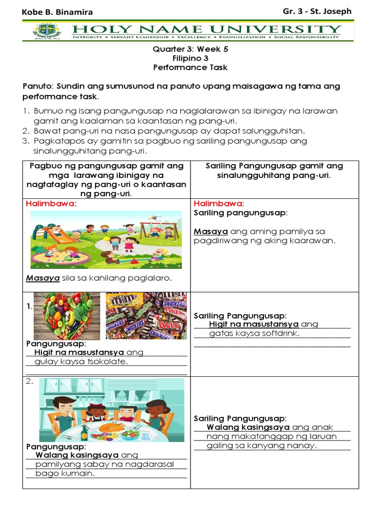 Q3 Performance Task in Filipino 3 | PDF