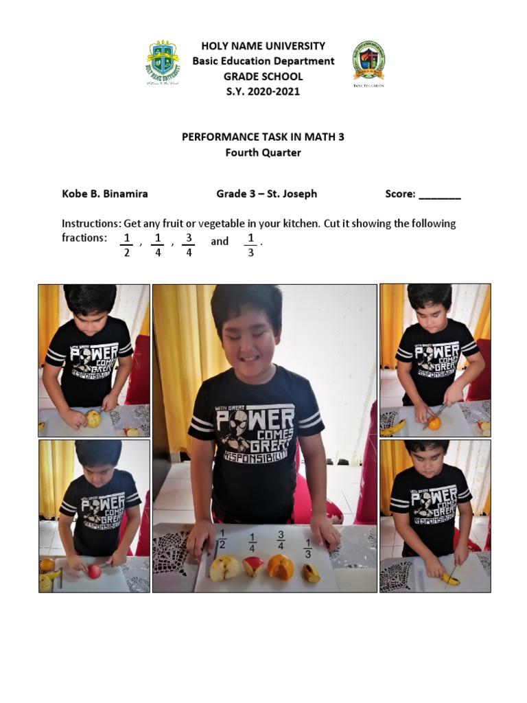 Math 3 Performance Task: Fractions | PDF