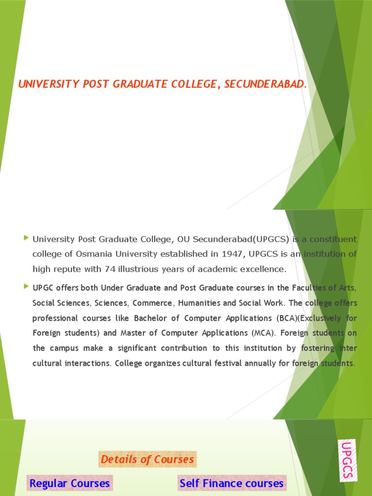 University Post Graduate College, Secunderabad | PDF | Postgraduate ...