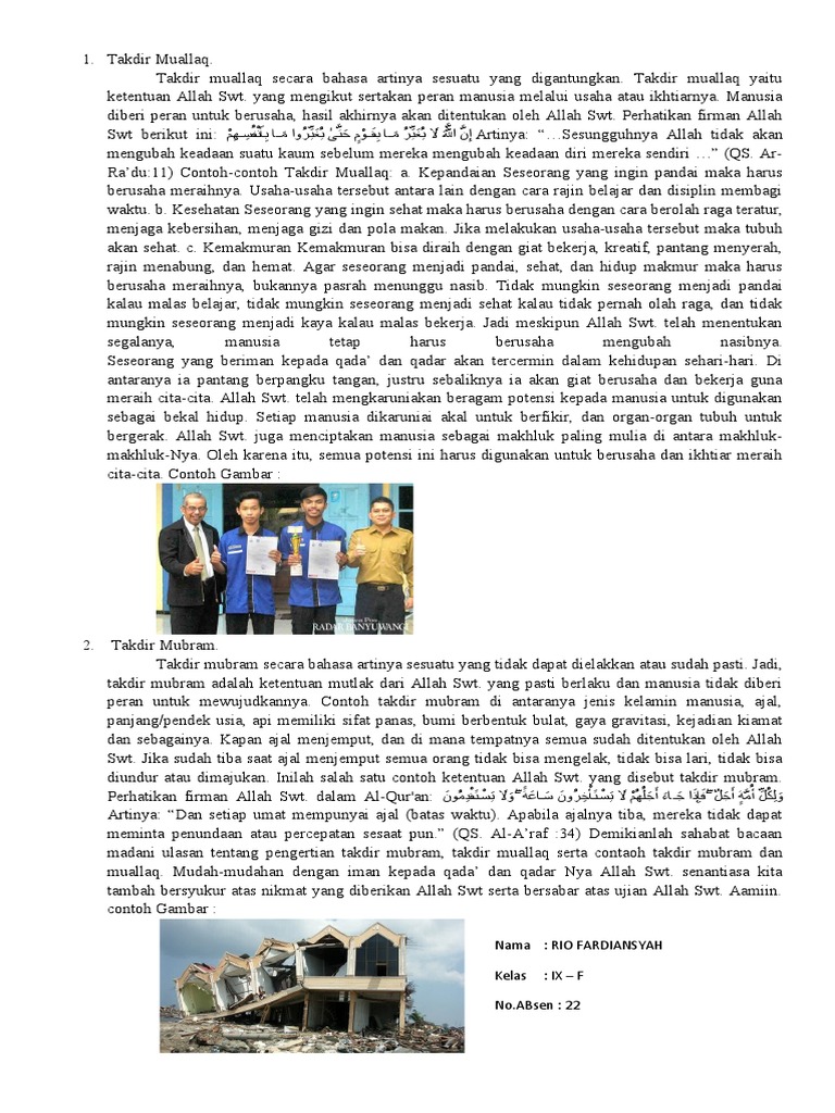 Takdir Muallaq dan Mubram | PDF