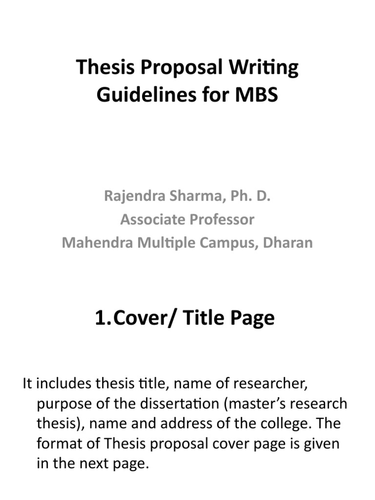 Thesis Proposal Writing Guidelines For MBS | PDF | Thesis | Writing