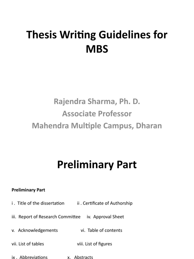 Thesis Writing Guidelines For MBS | PDF | Theory | Sampling (Statistics)